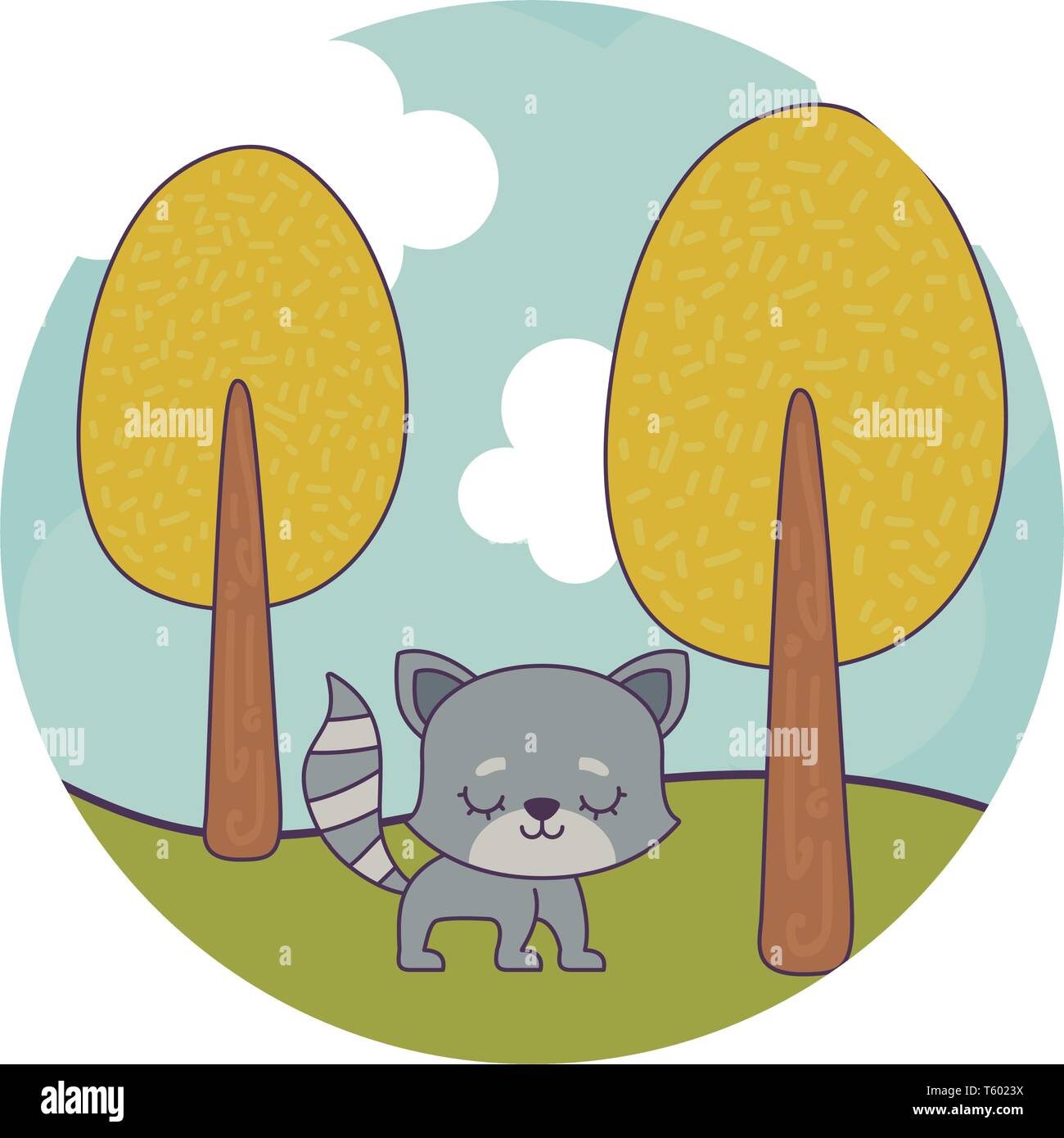 cute cat animal in landscape scene vector illustration design Stock ...