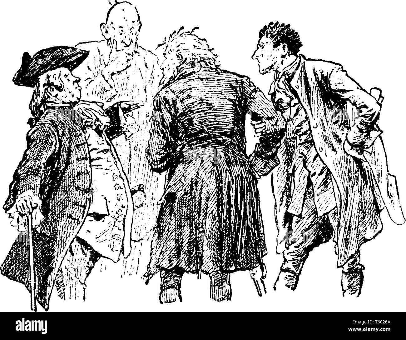 Group standing in circle vintage Stock Vector Images - Alamy