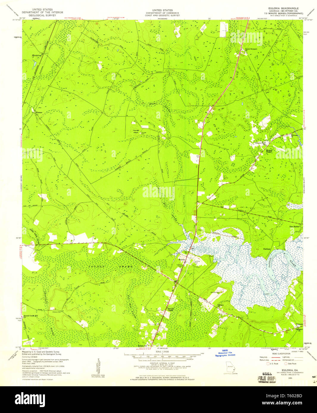 USGS TOPO Map Georgia GA Eulonia 245666 1955 24000 Restoration Stock ...