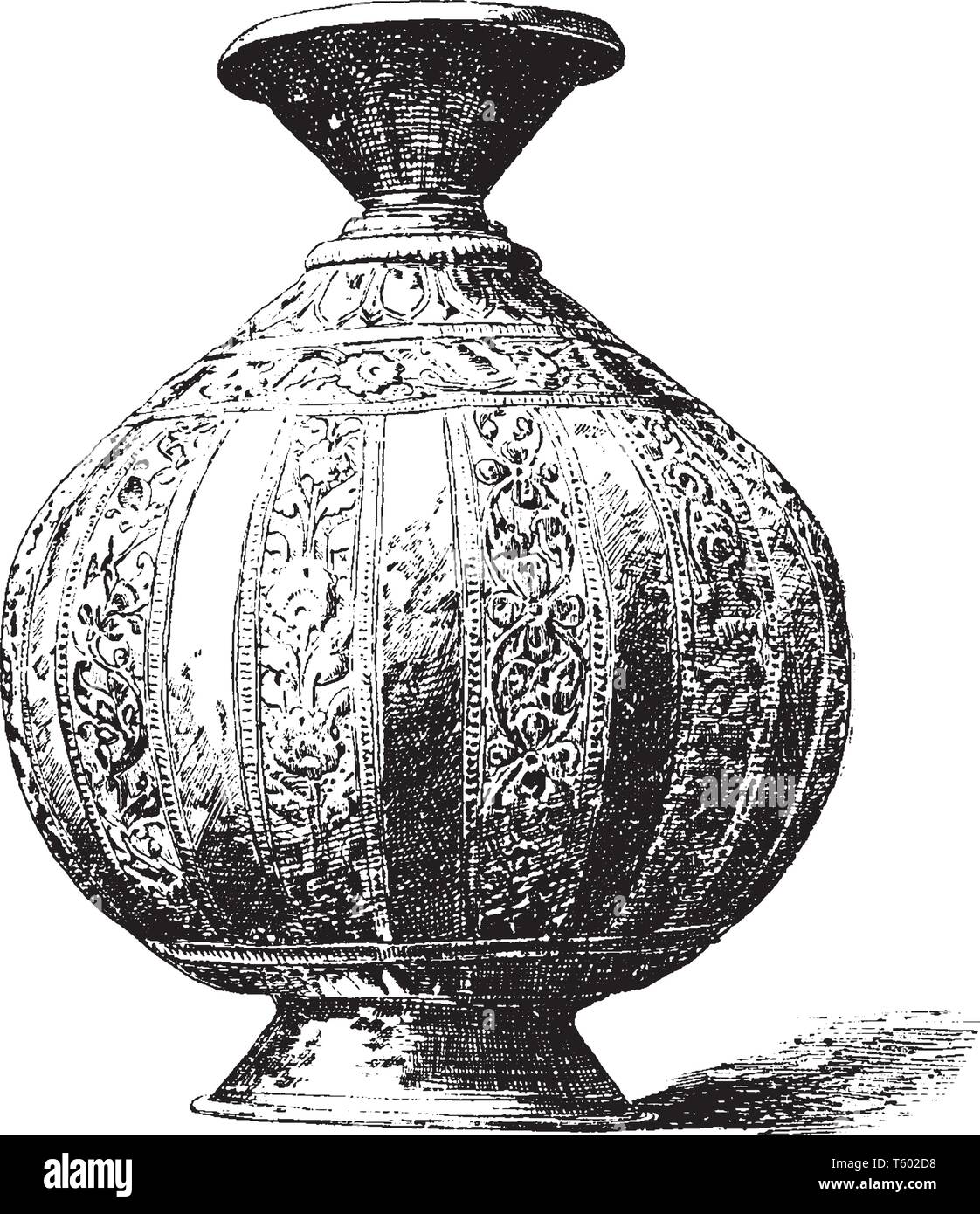 Lota is a water vessel from Hindus, vintage line drawing or engraving ...