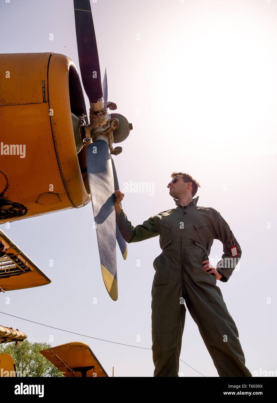 Pilot standing next to airplane hi-res stock photography and images - Alamy