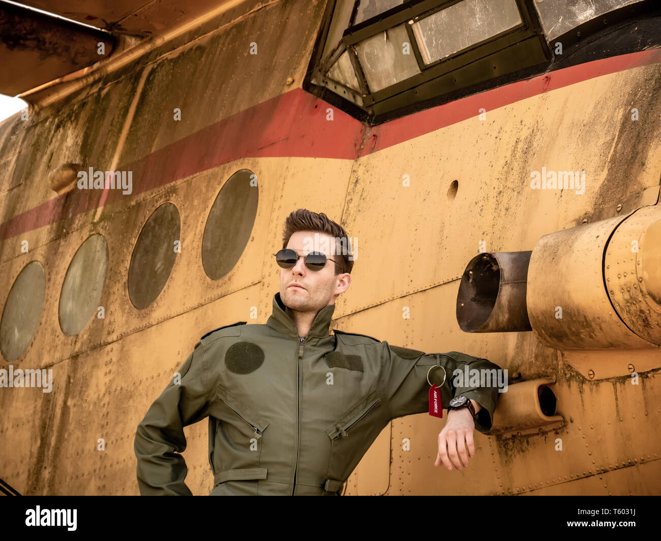 Pilot standing next to airplane hi-res stock photography and images - Alamy