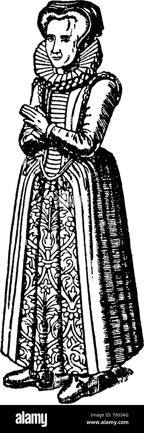 An English lady, vintage line drawing or engraving illustration Stock ...