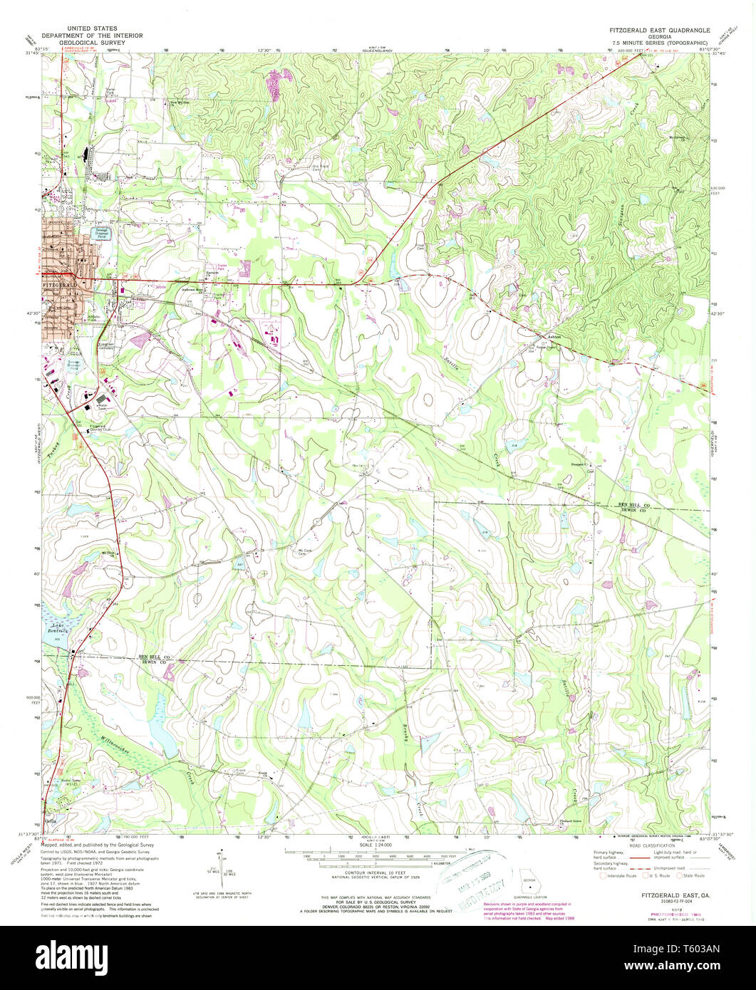 USGS TOPO Map Georgia GA Fitzgerald East 245702 1972 24000 Restoration ...