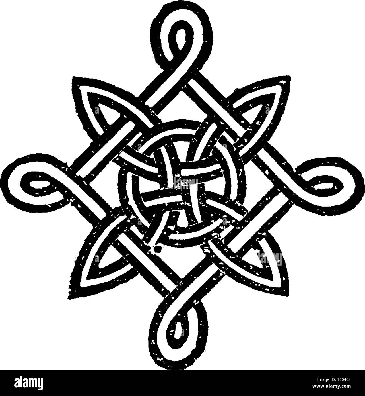 Lacy Knot is an elegant interlaced cord used in heraldry, vintage line ...