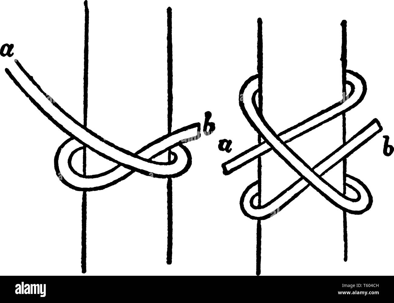Clove Hitch Pass the end a round a spar and cross it over, vintage line ...