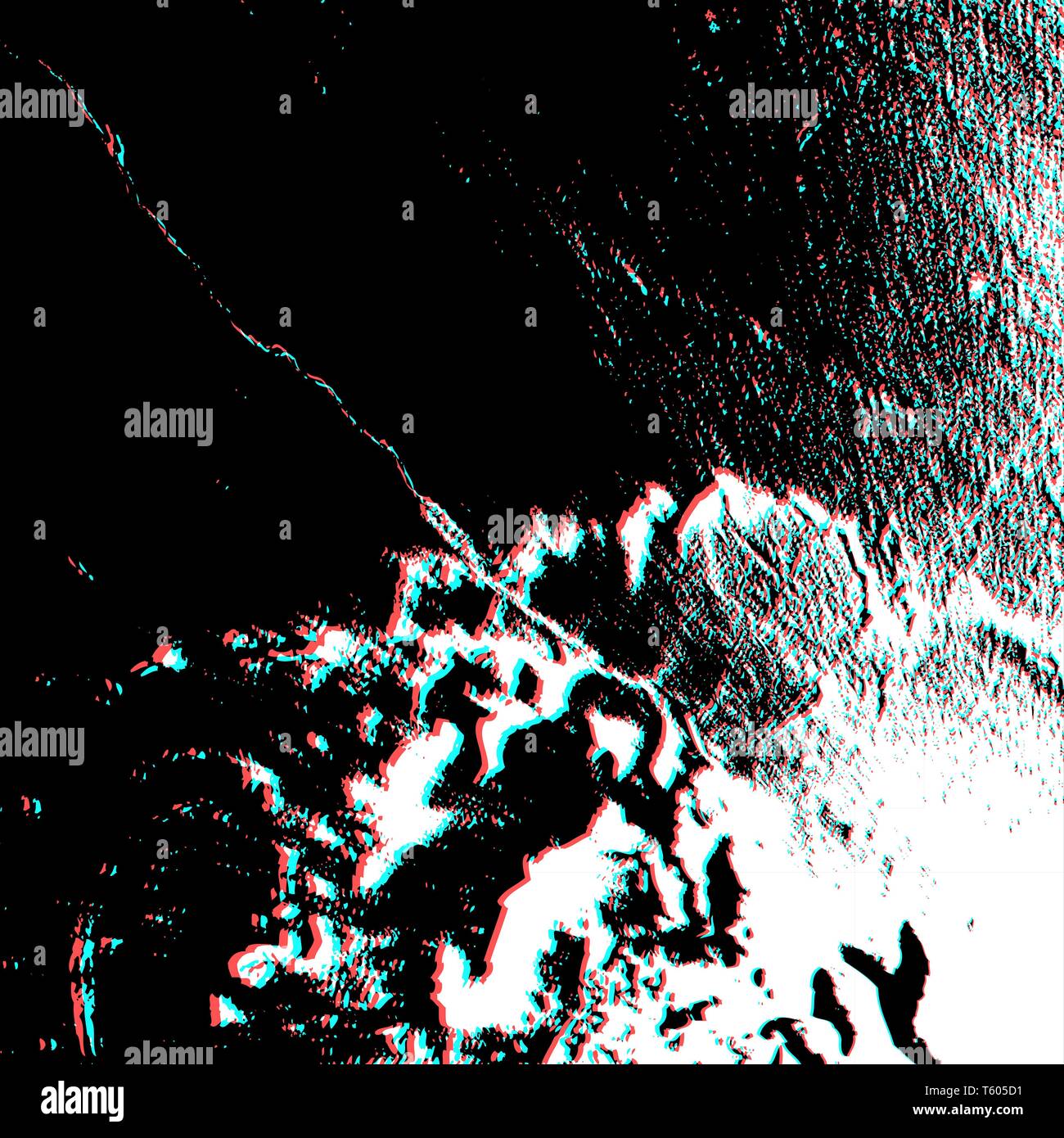 vector colored anaglif volumetric effect grunge scratch rough surface ...