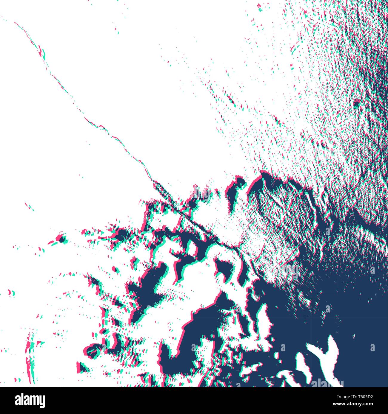 vector colored anaglif volumetric effect grunge scratch rough surface ...