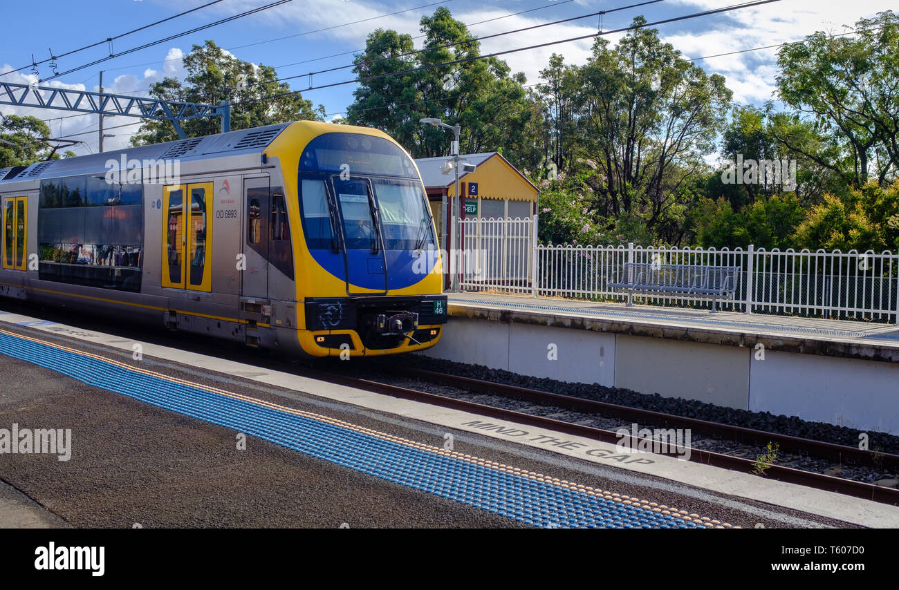 NSW, Australia, 2019 Australian commuter train at train station platform Stock Photo - Alamy