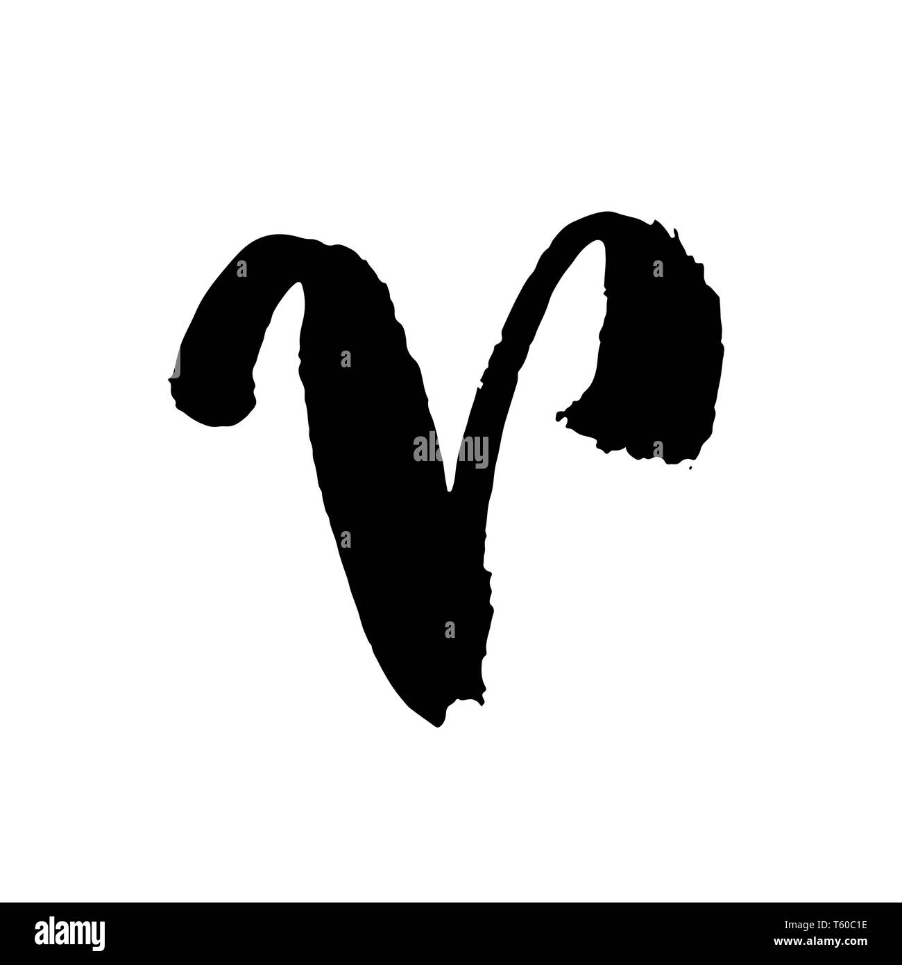 Zodiac sign Aries. Vector dry brush illustration isolated on white ...