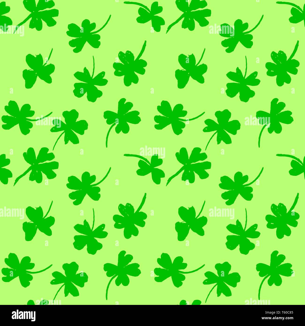 Clover seamless pattern. Grunge vector dry brush illustration Stock ...