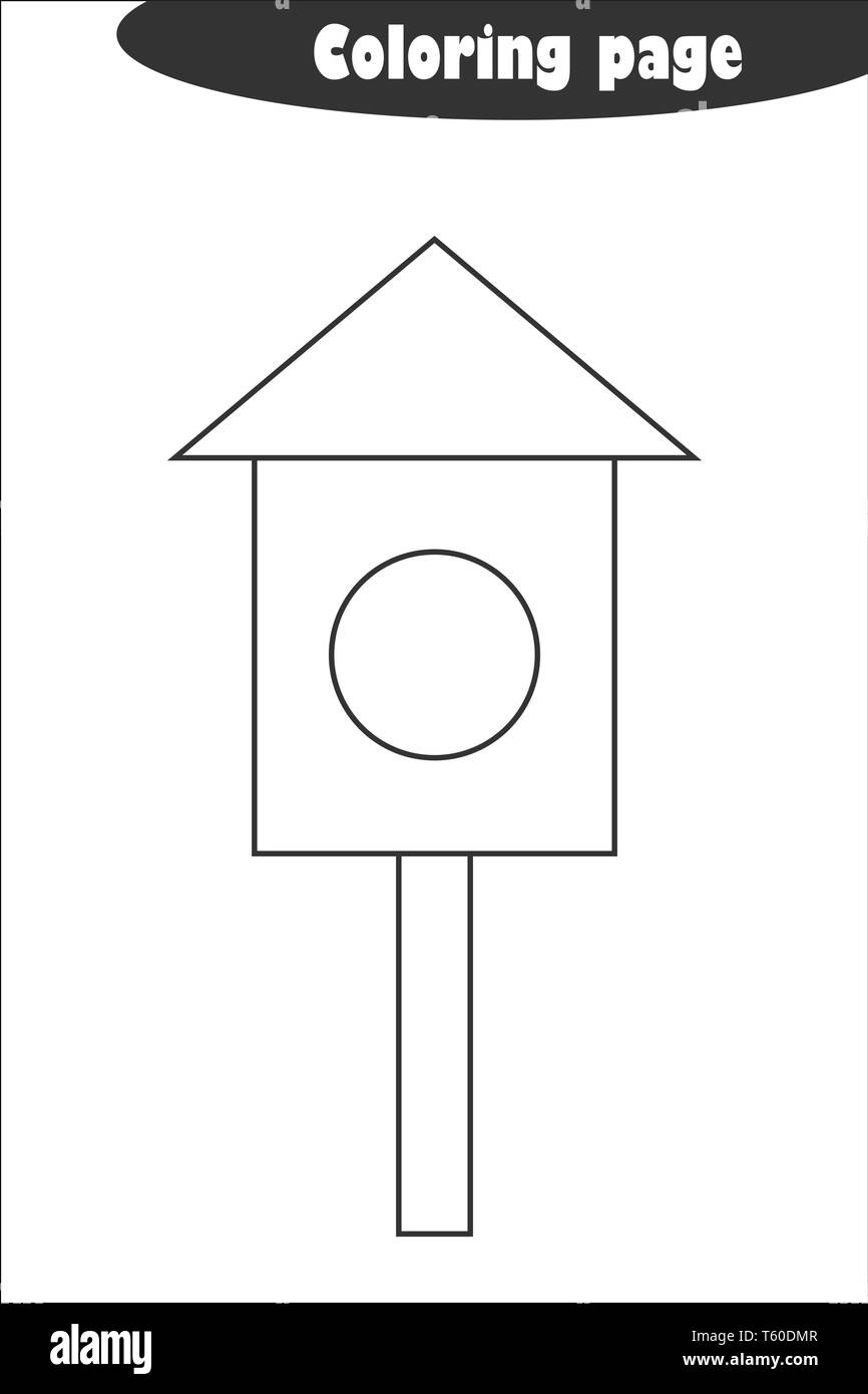 Nesting box in cartoon style, coloring page, spring education paper ...