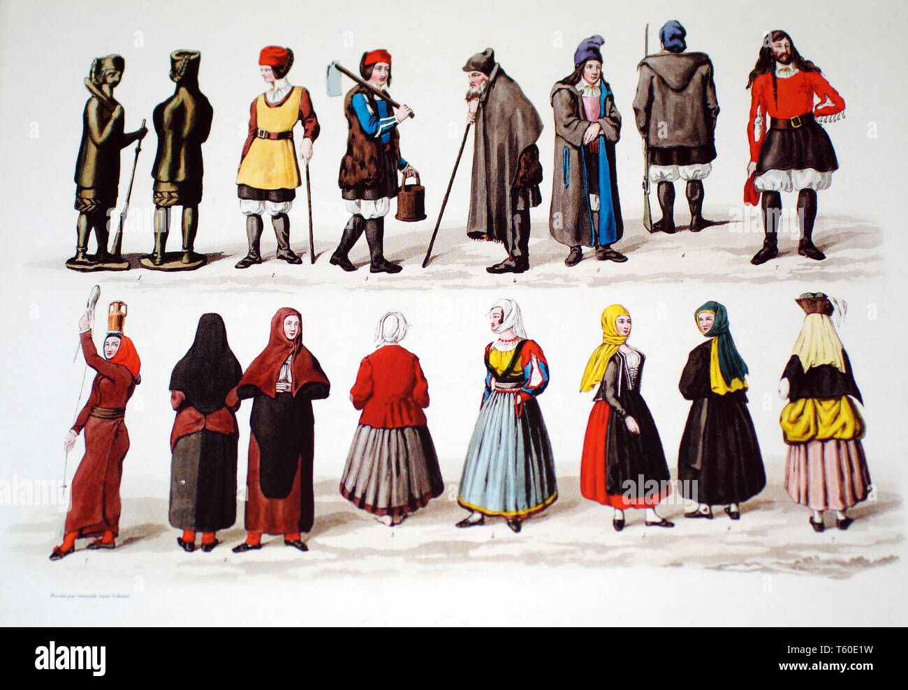 Ancient paint from VOYAGE EN SARDAIGNE, 1826 Bertrand, Paris, Bocca ...