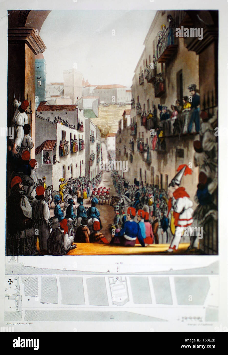 Ancient paint from VOYAGE EN SARDAIGNE, 1826 Bertrand, Paris, Bocca ...