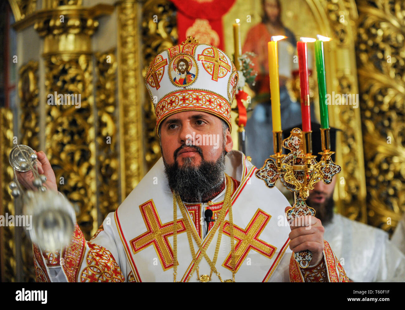 Primate of the Orthodox Church of Ukraine Metropolitan Epifaniy seen ...