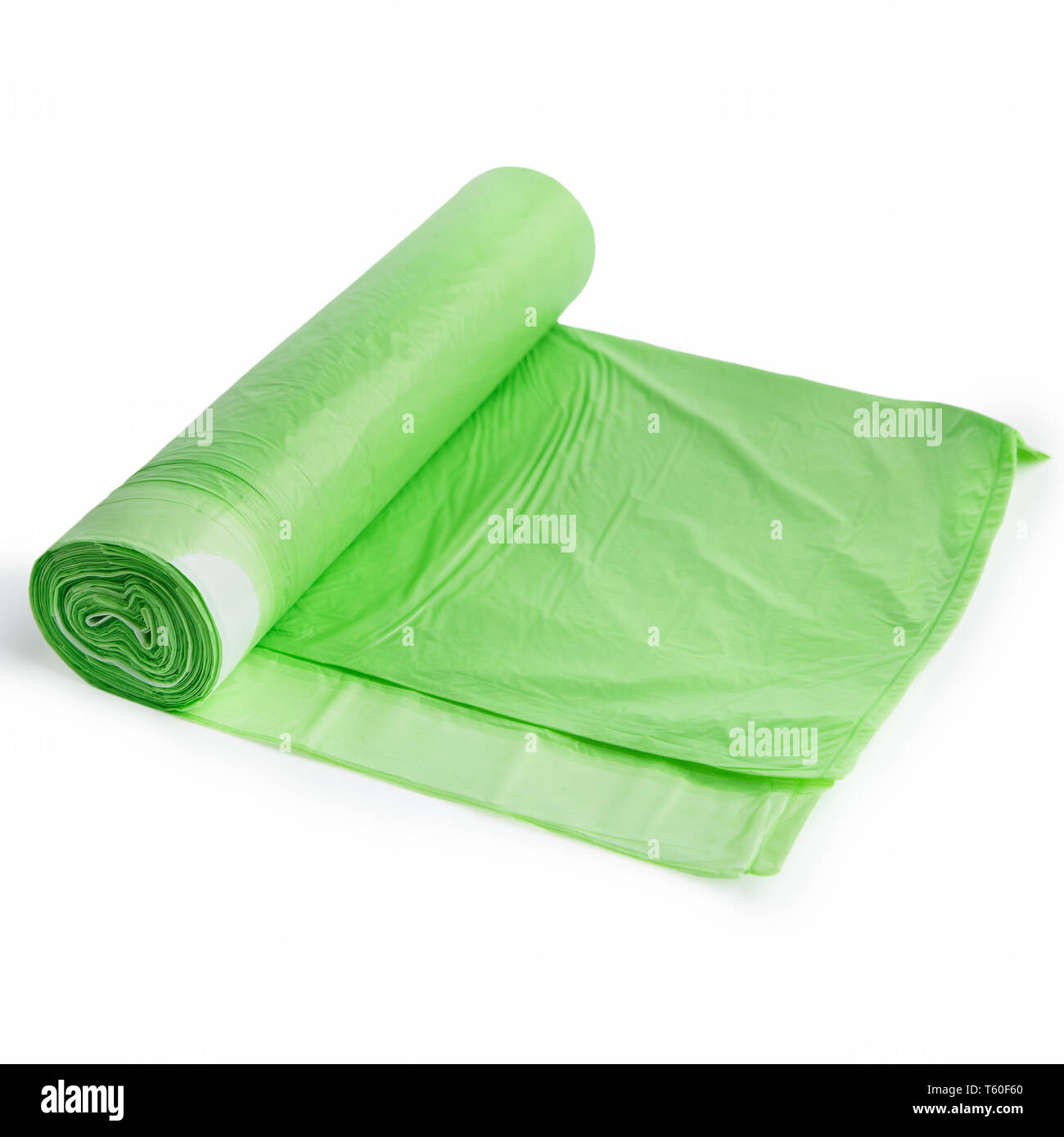 Green plastic bags on white Stock Photo - Alamy