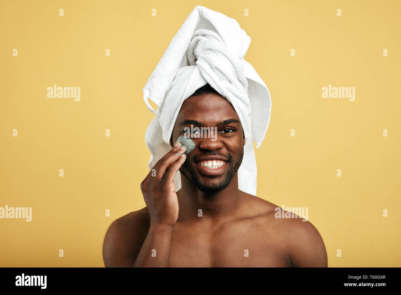 funny laughing man with mask leads healthy lifestyle, rejoicing at ...