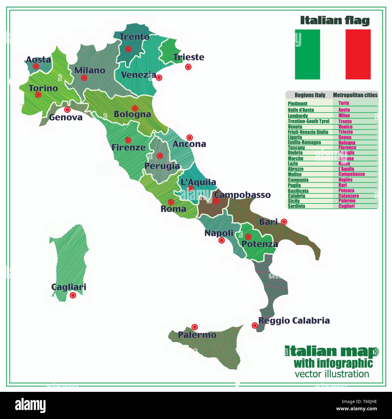 Map of italy and regions and cities Stock Vector Images - Alamy