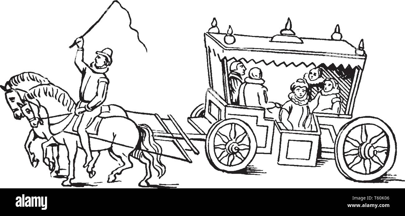 This illustration represents Coach at the time of Elizabeth I, vintage ...