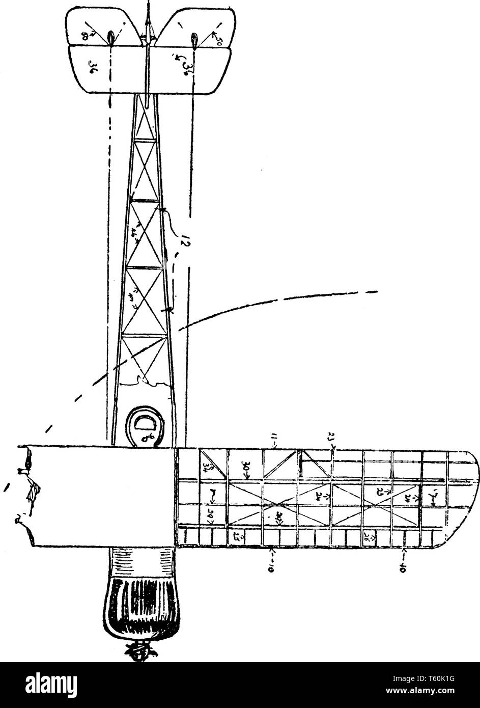 Propeller Aeroplane Top Plan where the plan shows the proper ribs and ...
