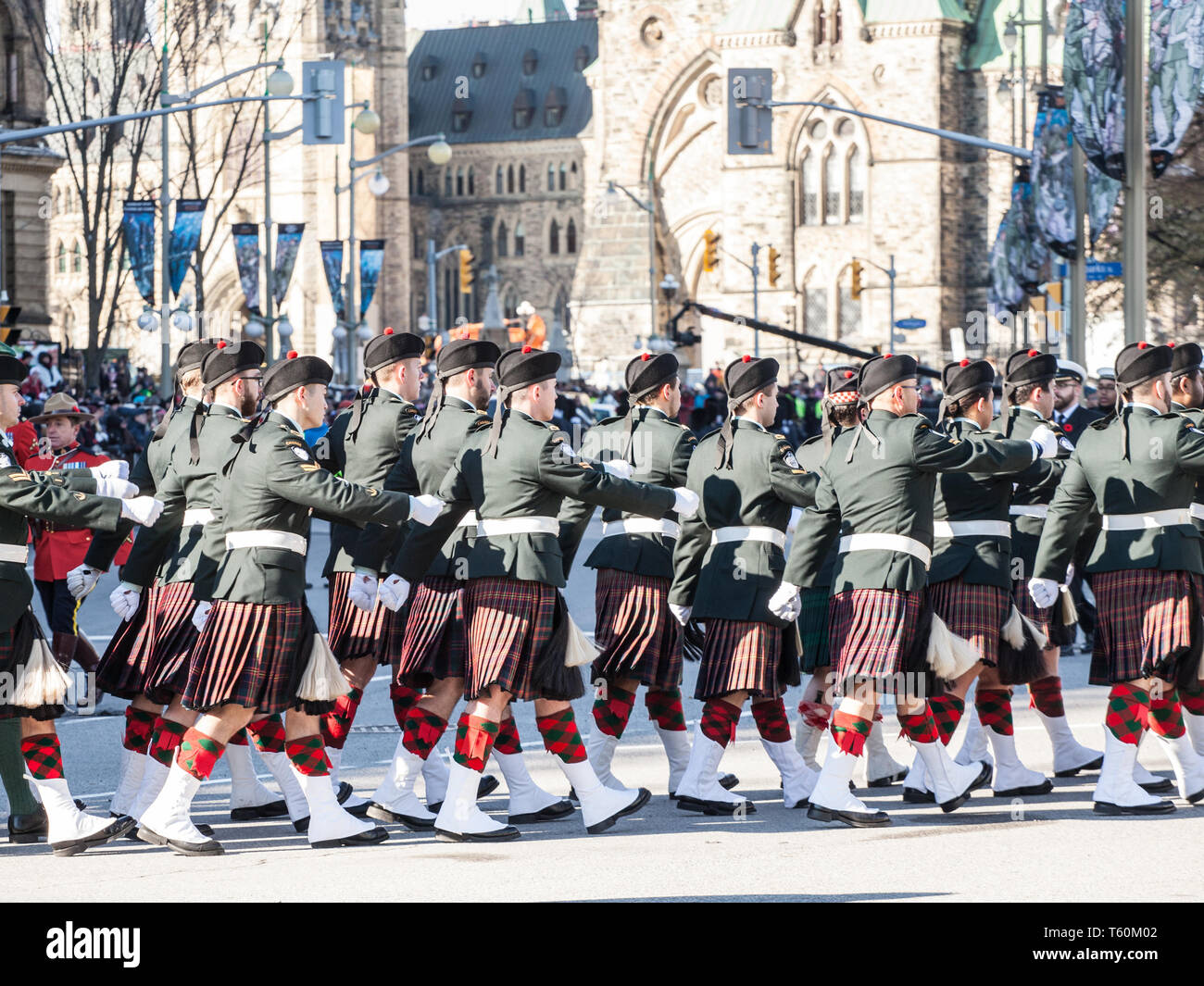 OTTAWA, CANADA - NOVEMBER 11, 2018: Ceremonial Guard of the Governor General Foot Guards of ...