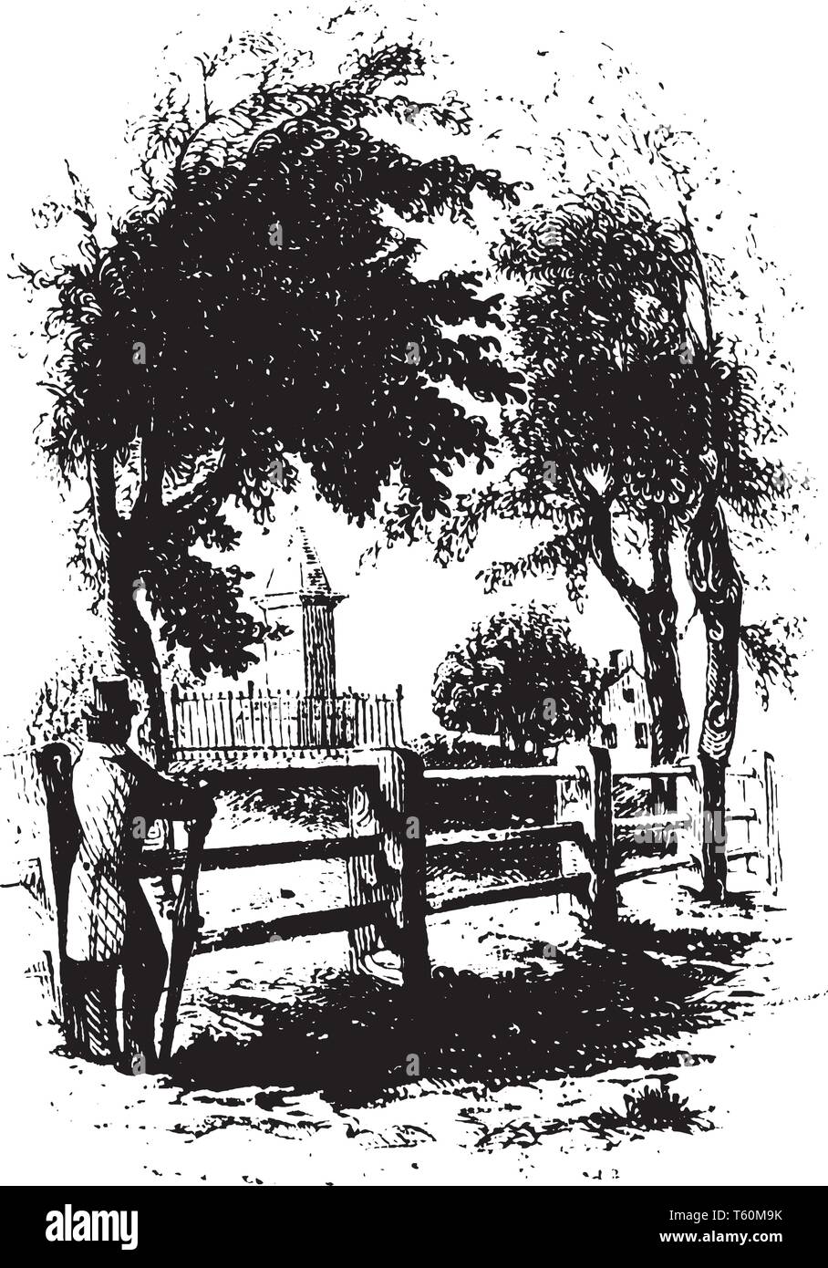 Monument in Lexington,Kentucky,vintage line drawing or engraving ...