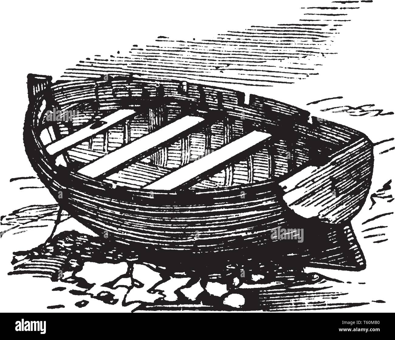 Yawl which is a two mast sailing craft, vintage line drawing or ...