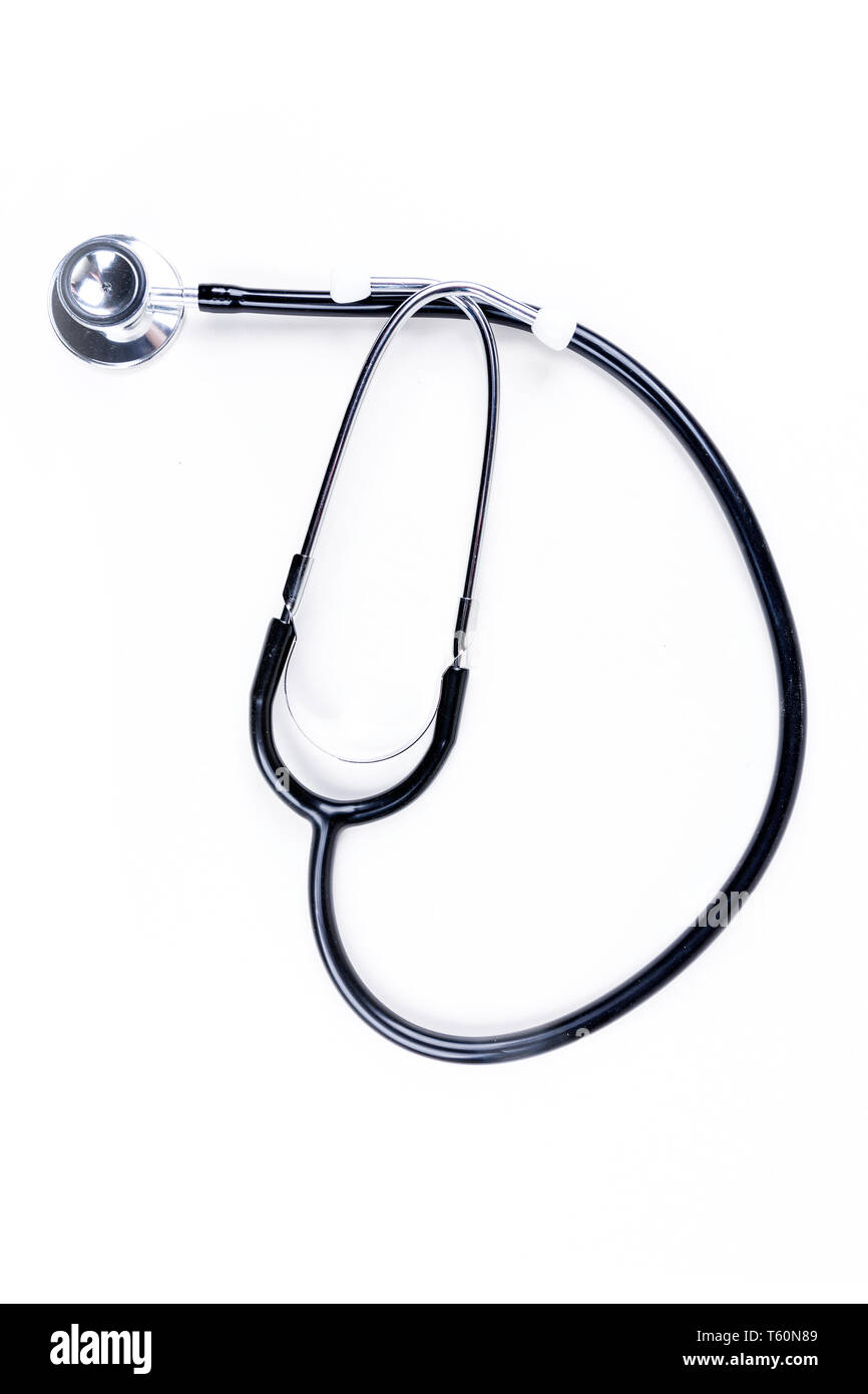 Black doctor's stethoscope isolated over white background Stock Photo ...