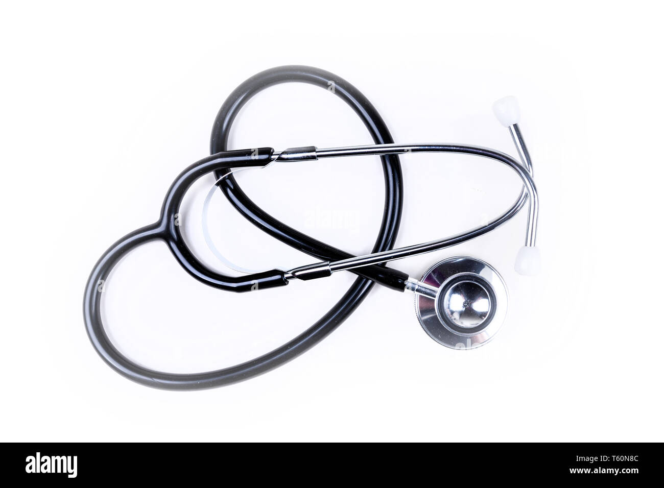Black doctor's stethoscope isolated over white background Stock Photo ...