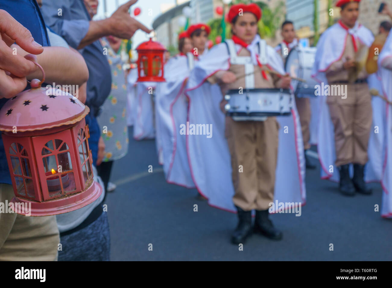Haifa, Israel - April 27, 2019: Holy fire being held, and scouts ...