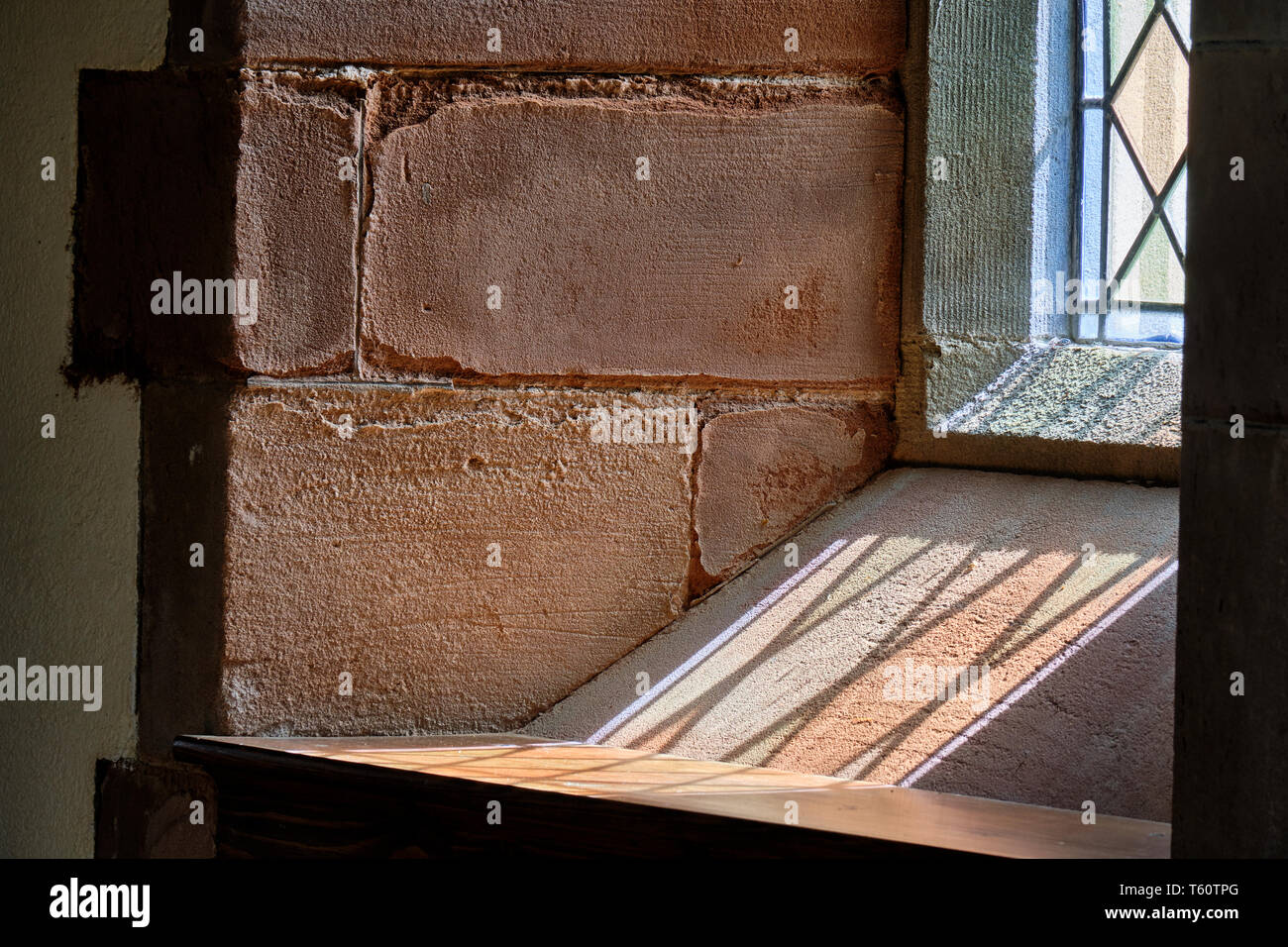 Window patterns at Nantgwyllt Church at Elan Valley, Powys, Wales Stock ...