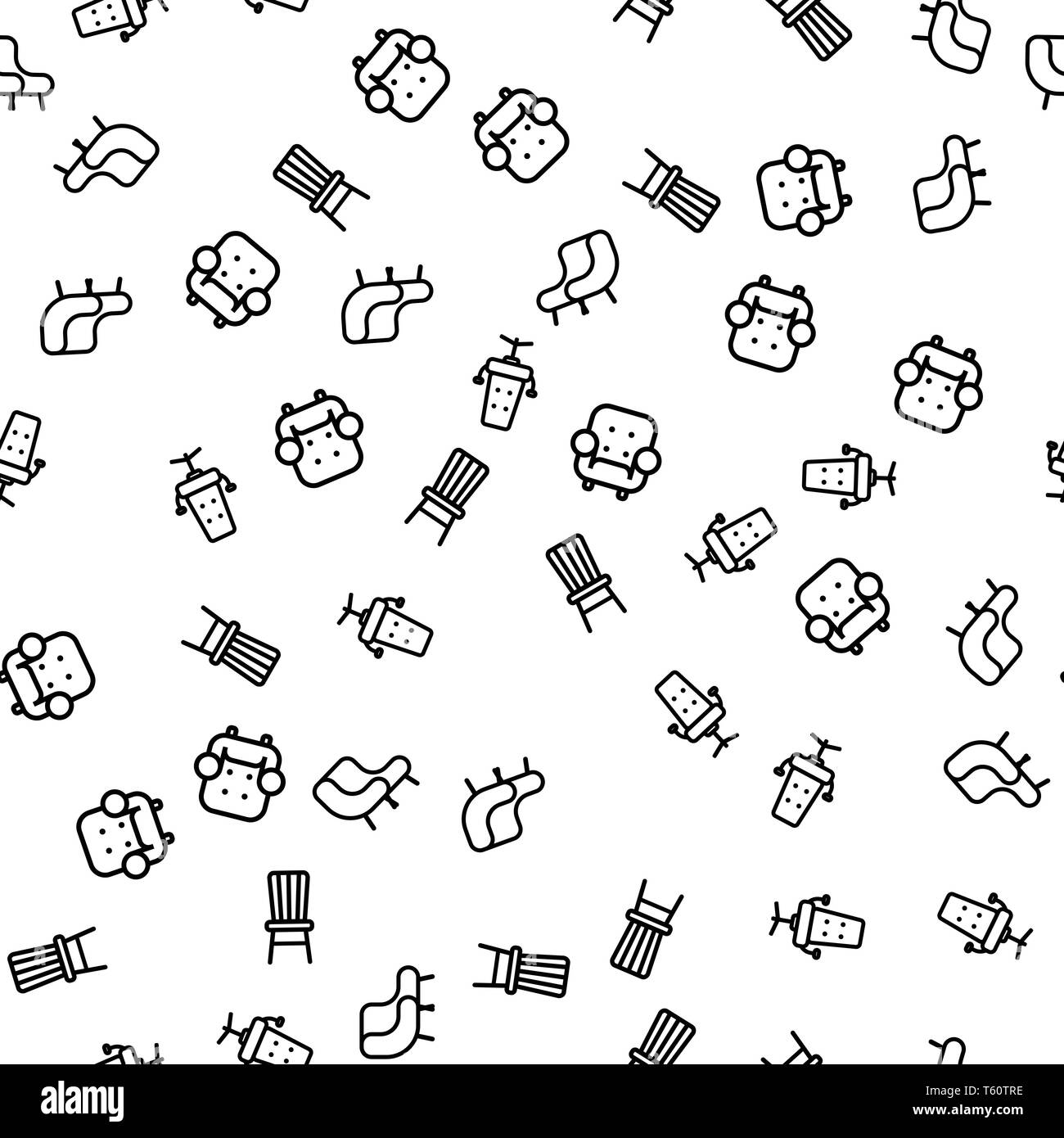 Chair Interior Collection Seamless Pattern Vector Stock Vector Image
