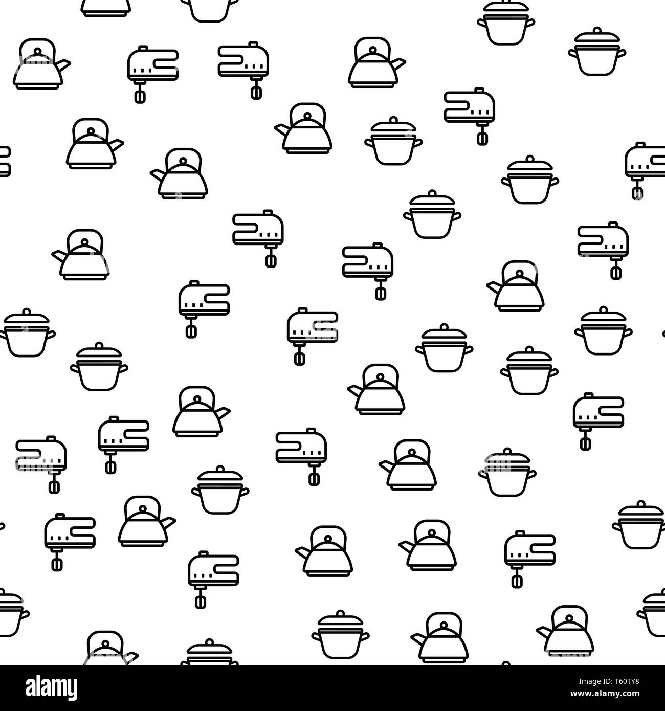 Kitchen Cooking Equipment Seamless Pattern Vector Stock Vector Image ...