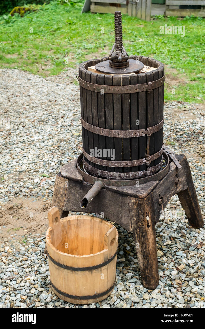 Rustic wood winery old wine press hi-res stock photography and images ...
