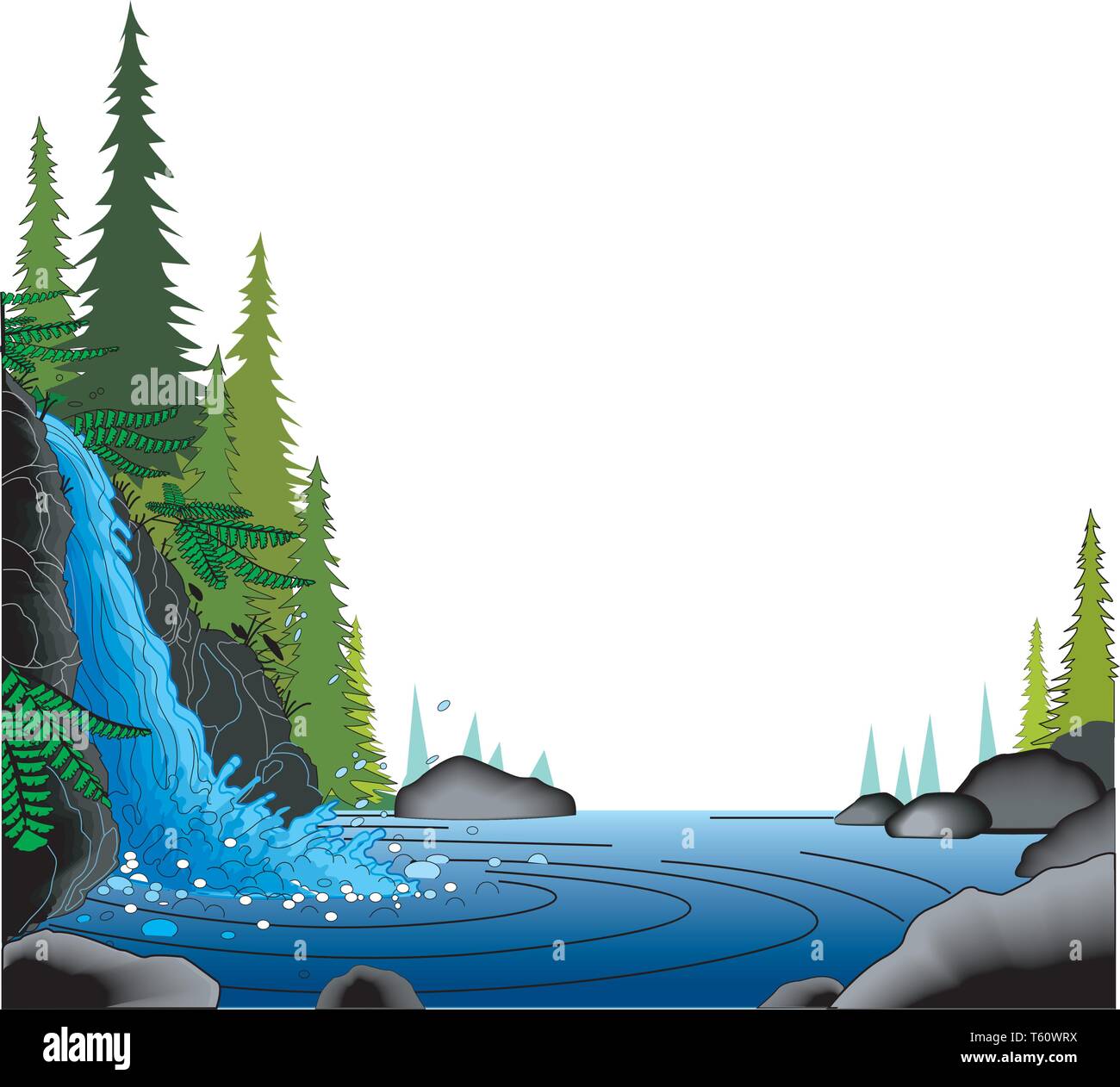 Waterfall Border Vector Illustration Stock Vector Image & Art - Alamy