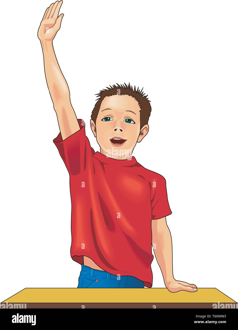 Student Raising Hand Vector Illustration Stock Vector Image & Art - Alamy