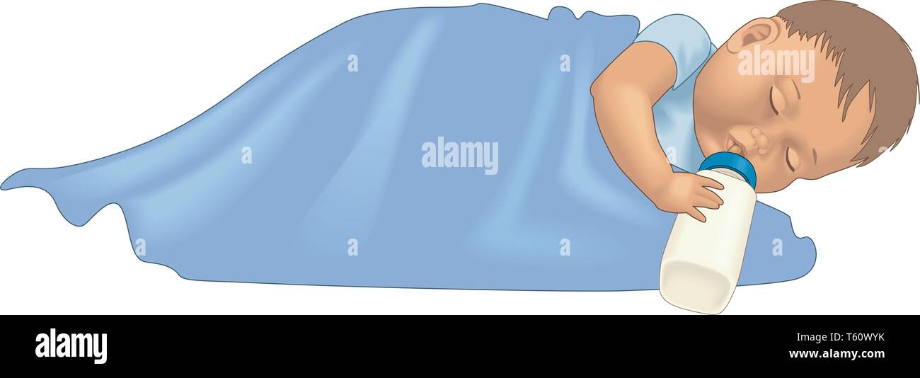 Infant drinking from baby bottle Stock Vector Images - Alamy