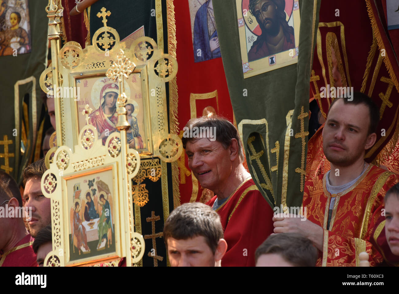 Orthodox Easter religious procession in Astrakhan, Russia Stock Photo ...