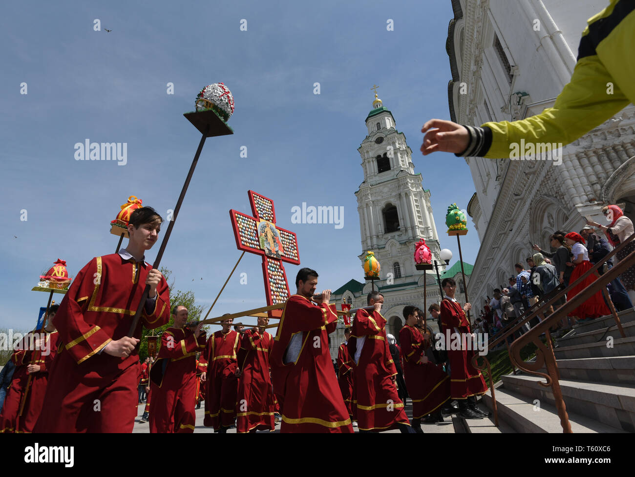 Orthodox Easter religious procession in Astrakhan, Russia Stock Photo ...