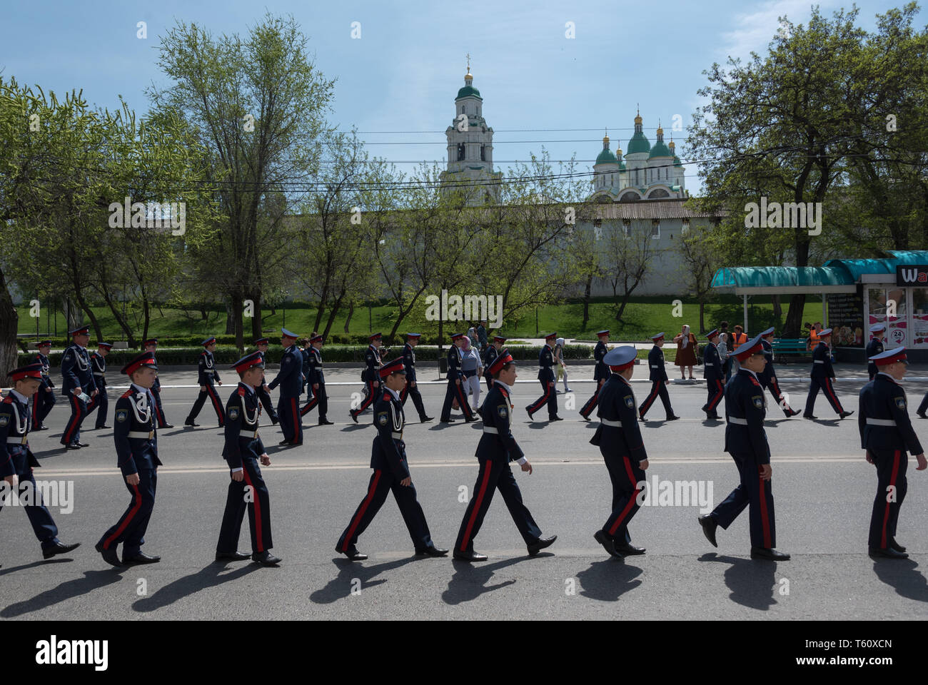 Orthodox Easter religious procession in Astrakhan, Russia Stock Photo ...