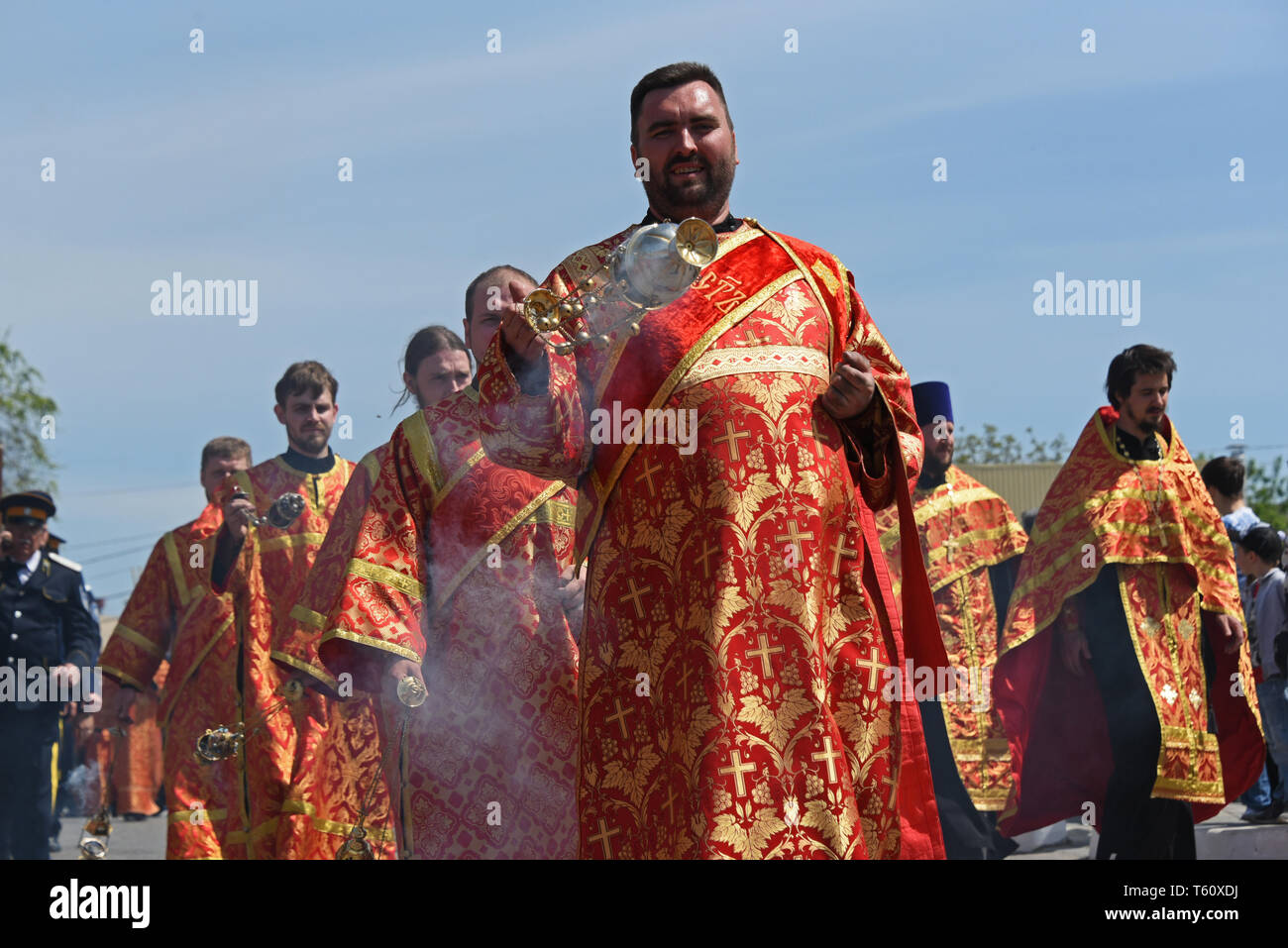 Orthodox Easter religious procession in Astrakhan, Russia Stock Photo ...