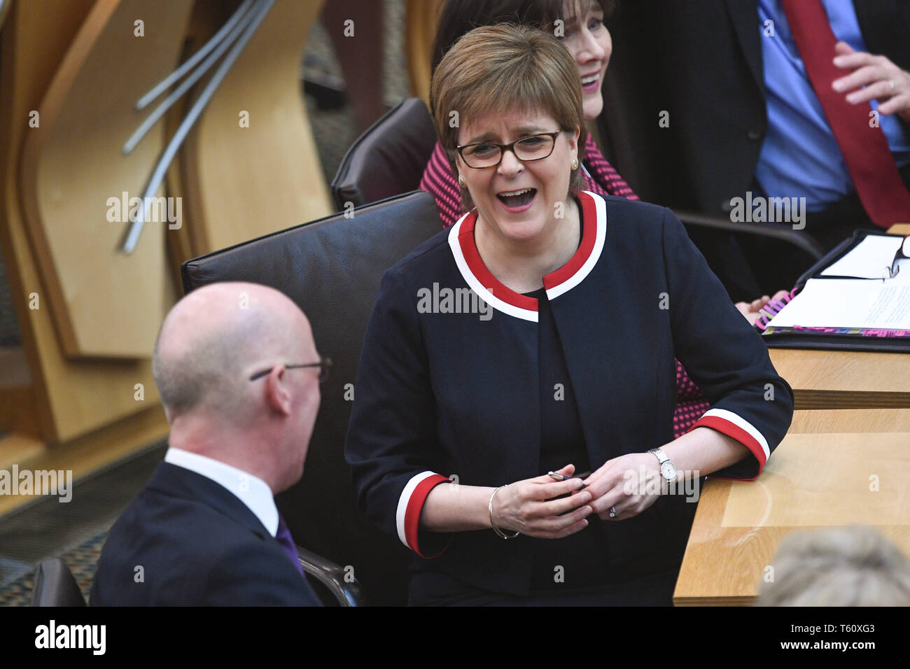 Scottish politicians attends the weekly First Minister's Question's at ...
