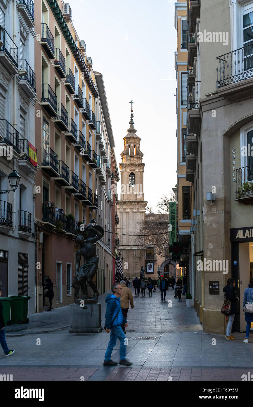 Old town street in Zaragoza, Spain Stock Photo - Alamy