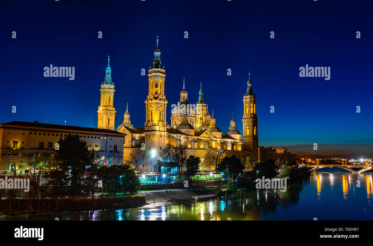 Basilica de Nuestra Señora del Pilar Cathedral in Zaragoza, Spain Stock ...