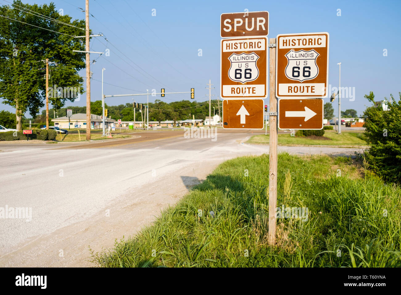 Historic U.S. Route 66 official traffic sign in Illinois, USA Stock ...