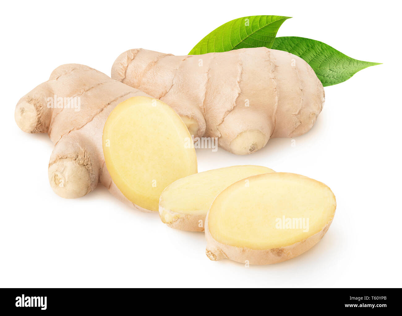 Isolated ginger. Cut fresh ginger root isolated on white background ...