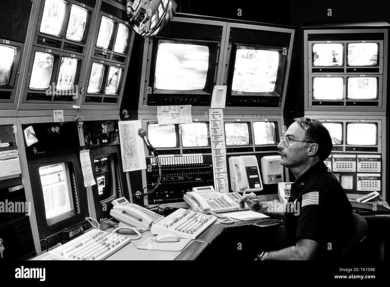 Medical facility security control room Black and White Stock Photos ...