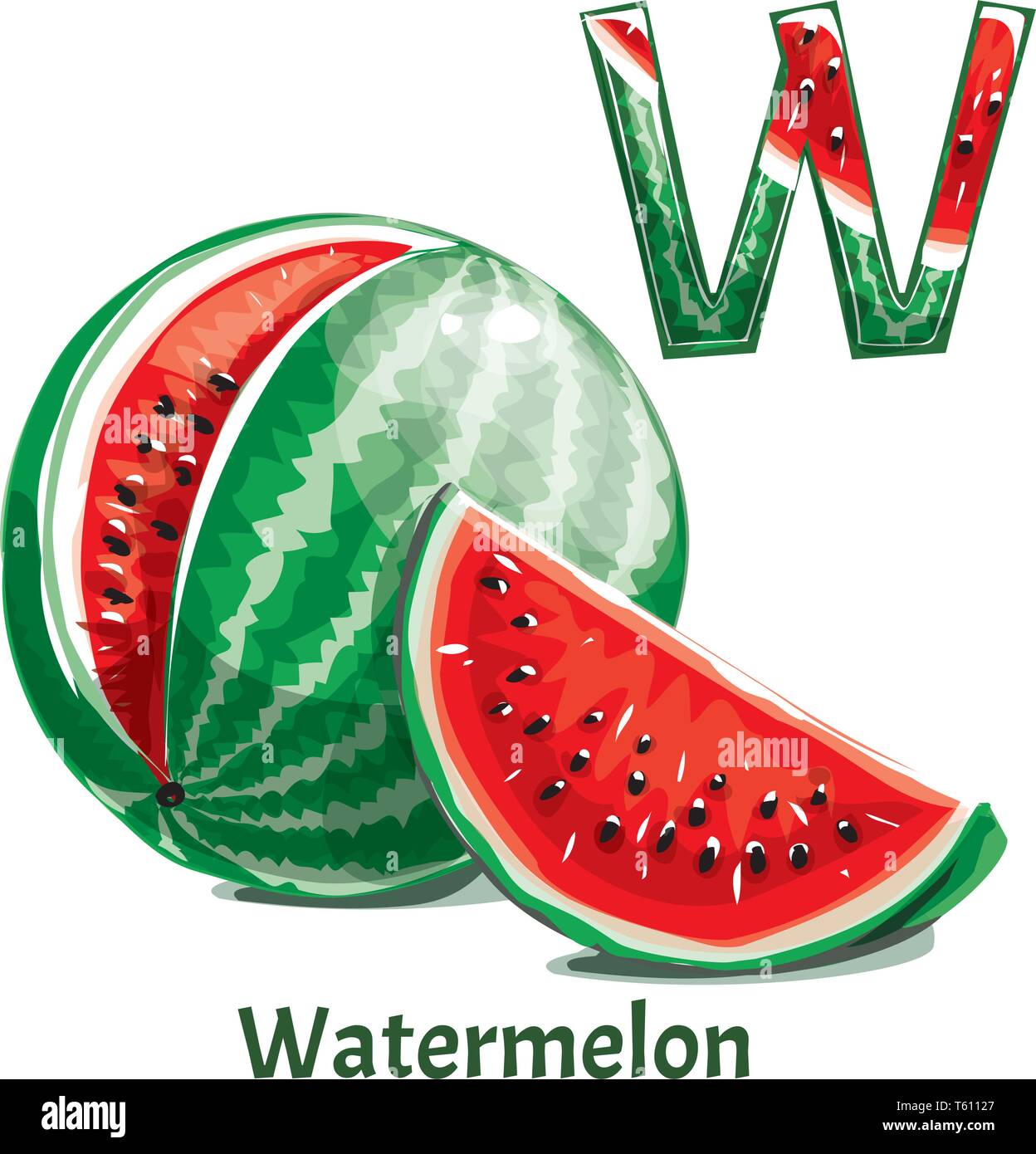 W is for watermelon Stock Vector Images - Alamy