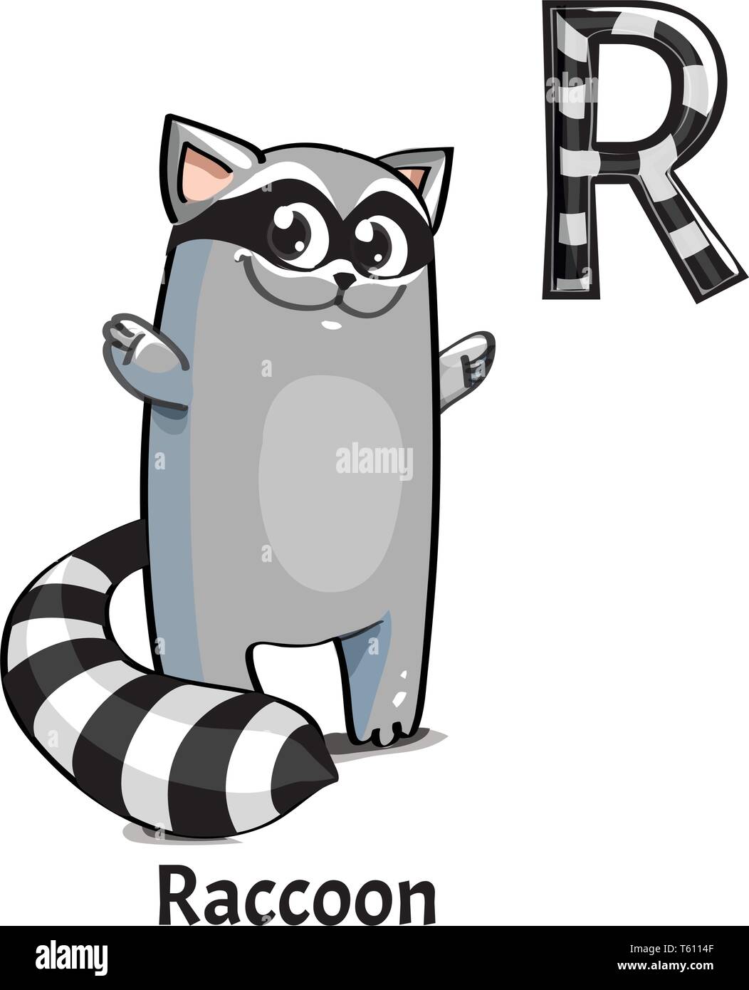 Vector alphabet letter R. Raccoon Stock Vector Image & Art - Alamy