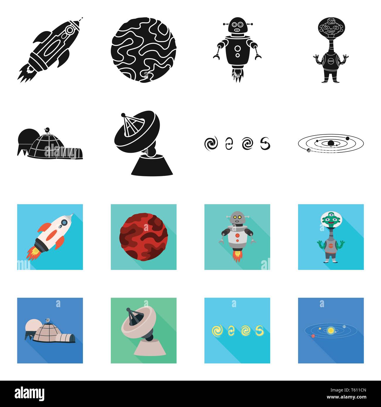 Vector design of astronomy and technology logo. Set of astronomy and ...